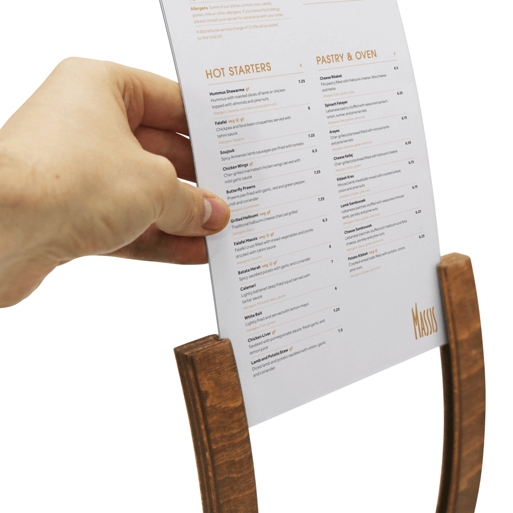 Wooden Sign Holder | Curved Menu Poster Display Stand